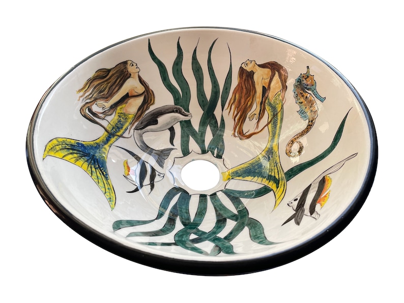 Bathroom Countertop Mermaid V Shaped Basin, Ceramic Unique Siren ...