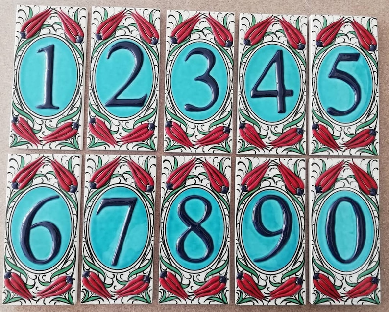Ceramic Address Plaque & Numbers House Number Terracotta - Etsy