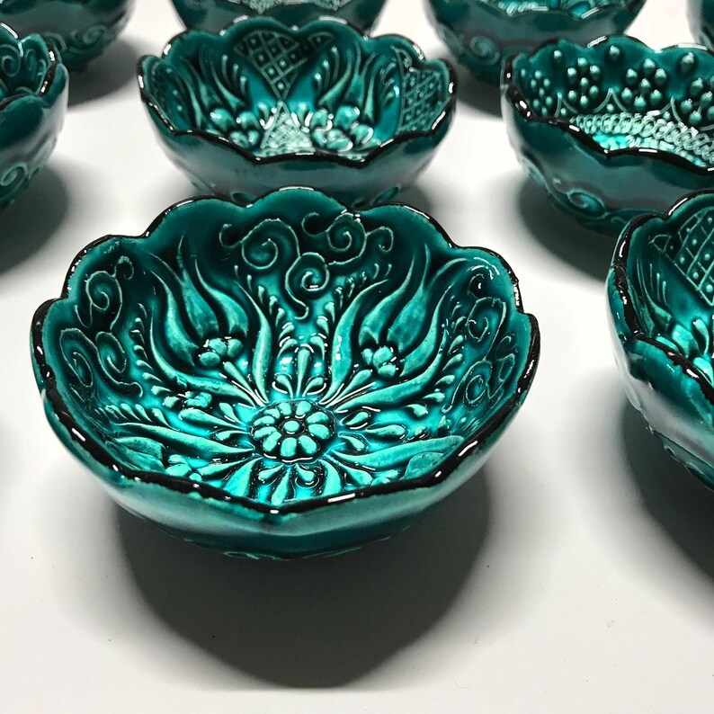 Appetizer Bowl Ceramic Handpainted Turquoise Breakfast Bowl | Etsy
