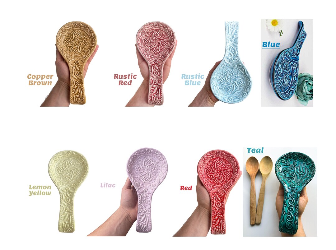 Ceramic Spoon Rest for Kitchen, Trivets & Porcelain Extra Large Spoon ...
