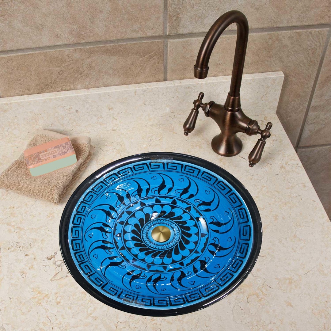 Handmade Pigeon Blue Bowl Sink, Bathroom Countertop Basin, Kitchen ...