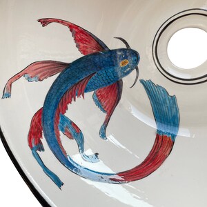 Bathroom Vessel Koi Fish Sink, Ceramic Countertop Basin Bowl, Vanity ...