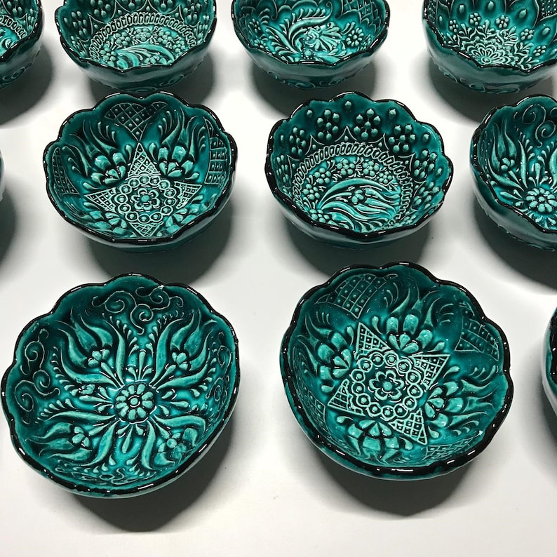 Appetizer Bowl Ceramic Handpainted Turquoise Breakfast Bowl - Etsy