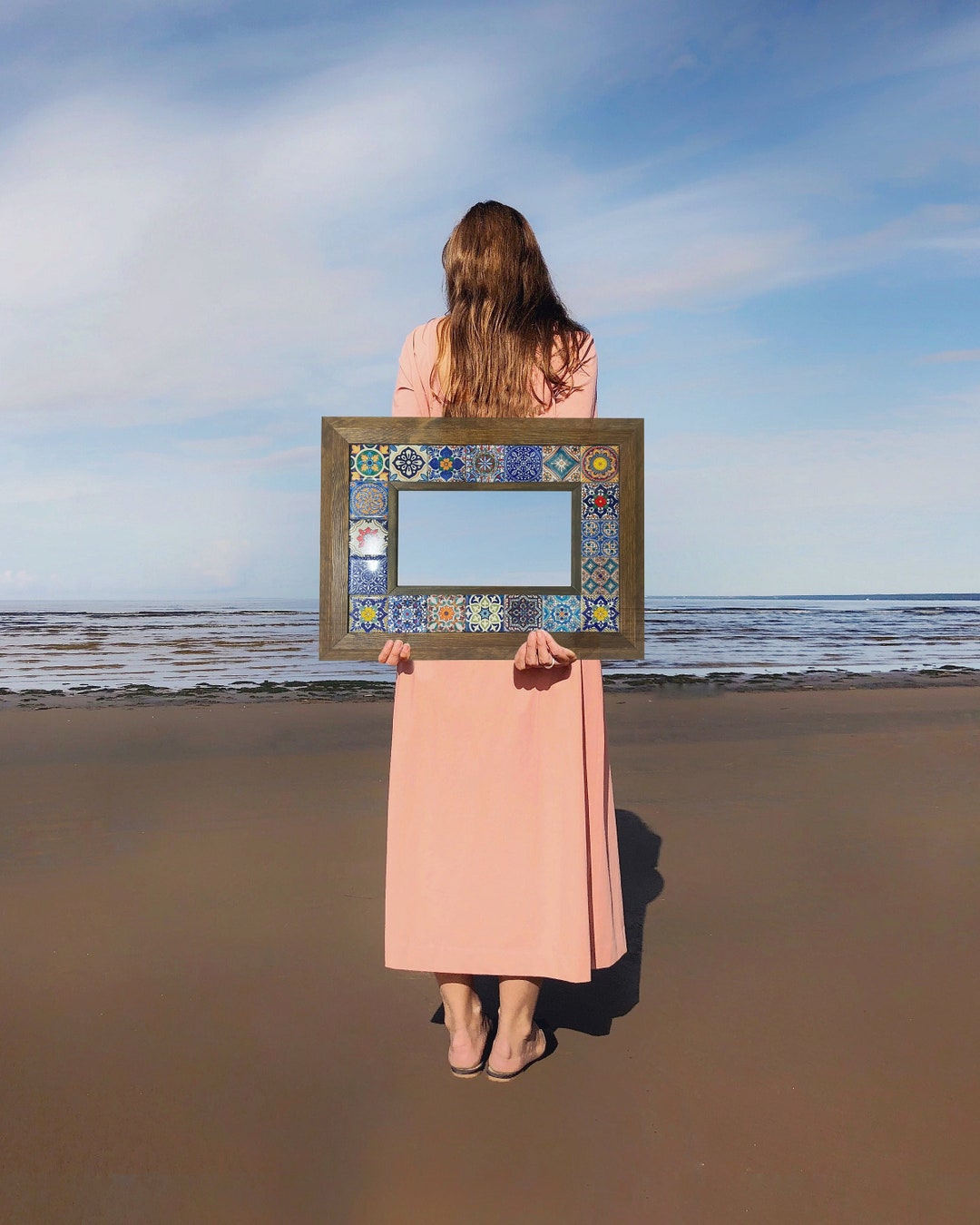 Rustic Small Hanging Mirror, Ethnic Mirror Above Console, Bohem Mirror ...