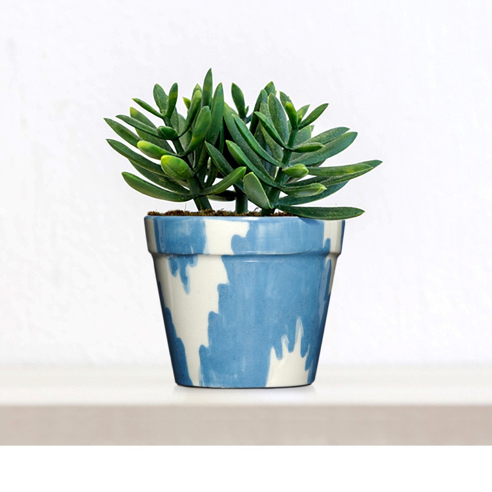 Succulent Mini Pots, Sky Blue Flower Cylinder, Medium Ceramic Vase ...