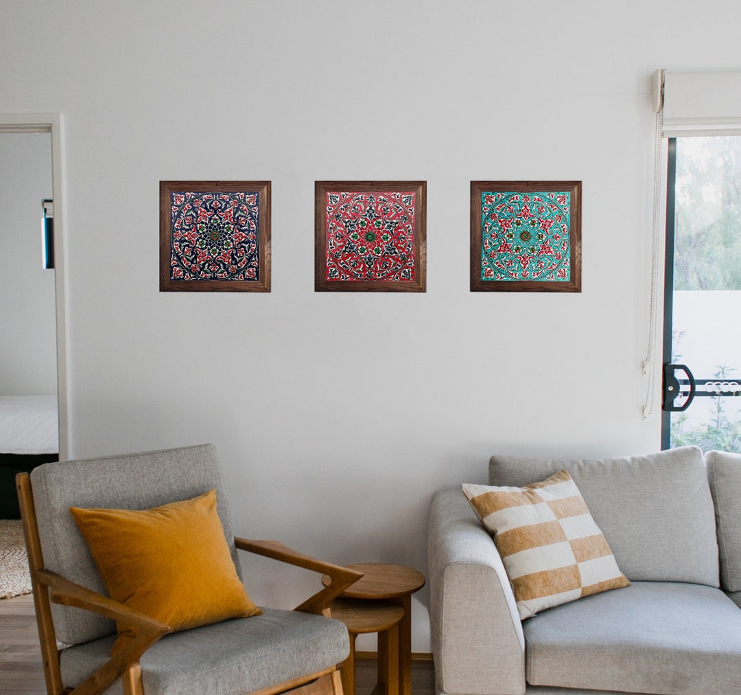 Decorative Wall Tile, Floral Ceramic Embossed Wall Hanging Decor ...