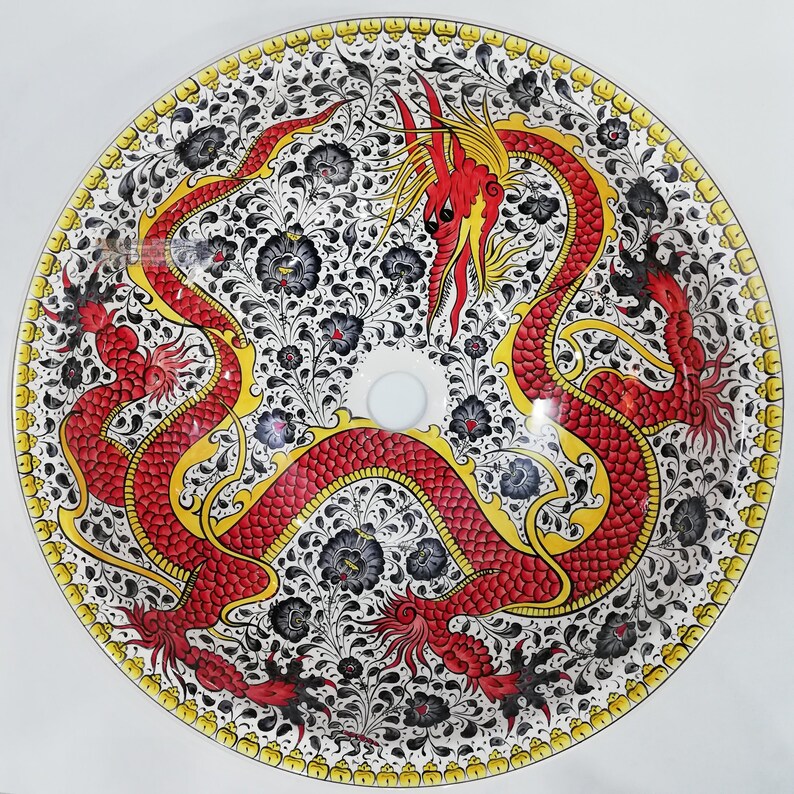 Ceramic Dragon Sink Round Washbasin Countertop Basin - Etsy