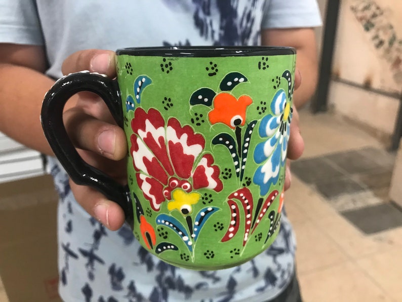 Handmade Beautiful Embossed Ceramic Mugs, Double Espresso & Americano ...
