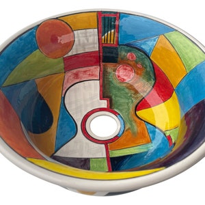 Bathroom Vessel Geometric Sink, Art Sink, Ceramic Countertop Basin ...