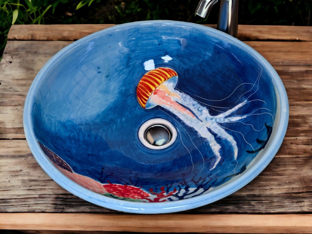 Bathroom Jellyfish Vessel Sink, Bathroom Countertop Basin, Bowl Sink ...