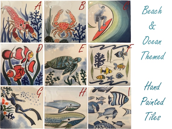 4x4 10 Cm Ocean Themed Ceramic Tiles Backsplash - Etsy