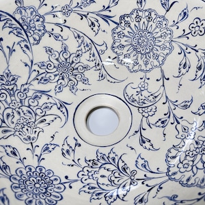 Bathroom Ceramic Blue Basin, Kitchen Vessel Sink, Countertop Floral ...