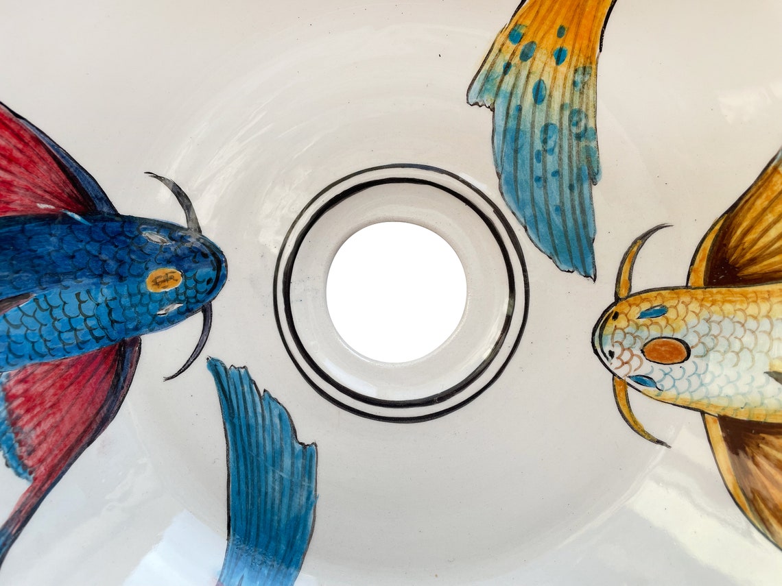 Bathroom Vessel Koi Fish Sink Ceramic Countertop Basin Bowl - Etsy