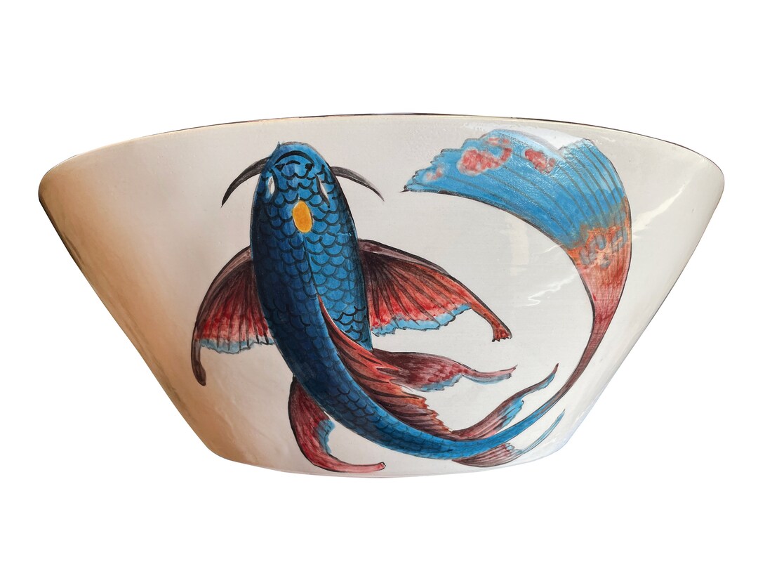 Bathroom Vessel Koi Fish Sink, Ceramic Countertop Basin Bowl, Vanity ...