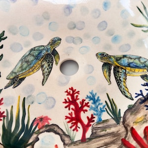 Bathroom Countertop Sea Turtle Sink, Ceramic Siren Washbasin, Bath ...