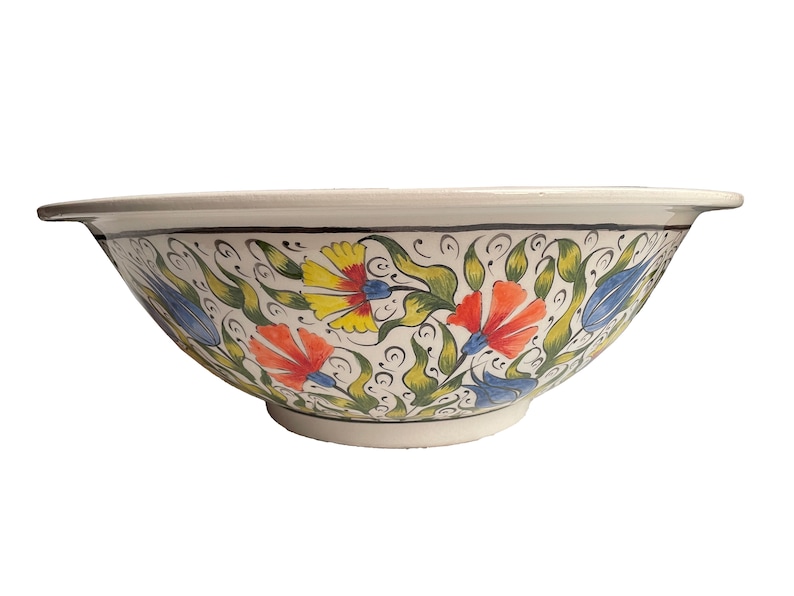 Bathroom Ceramic Flower Pattern Wash Basin, Bathroom Vessel Sink, Above ...