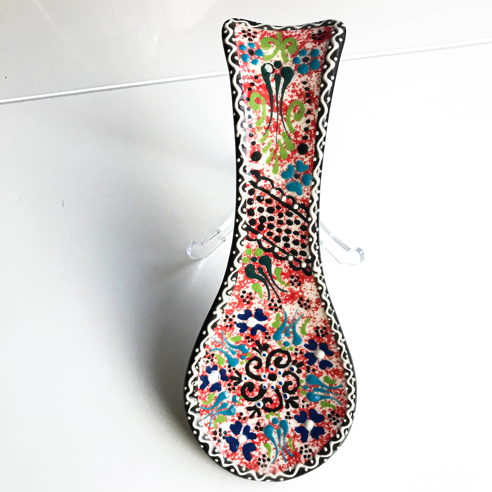 Red and Blue Ladle Holder Pottery Ceramic Ladle Rest Red - Etsy