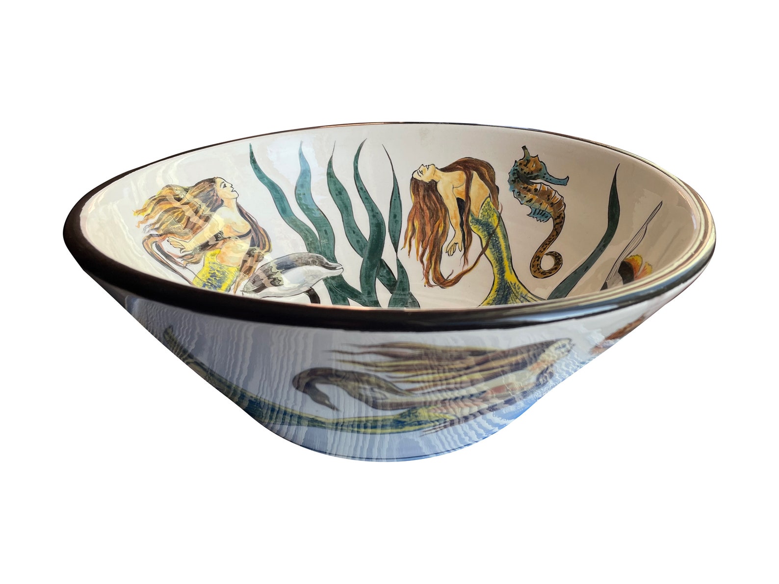 Bathroom Countertop Mermaid V Shaped Basin, Ceramic Unique Siren ...
