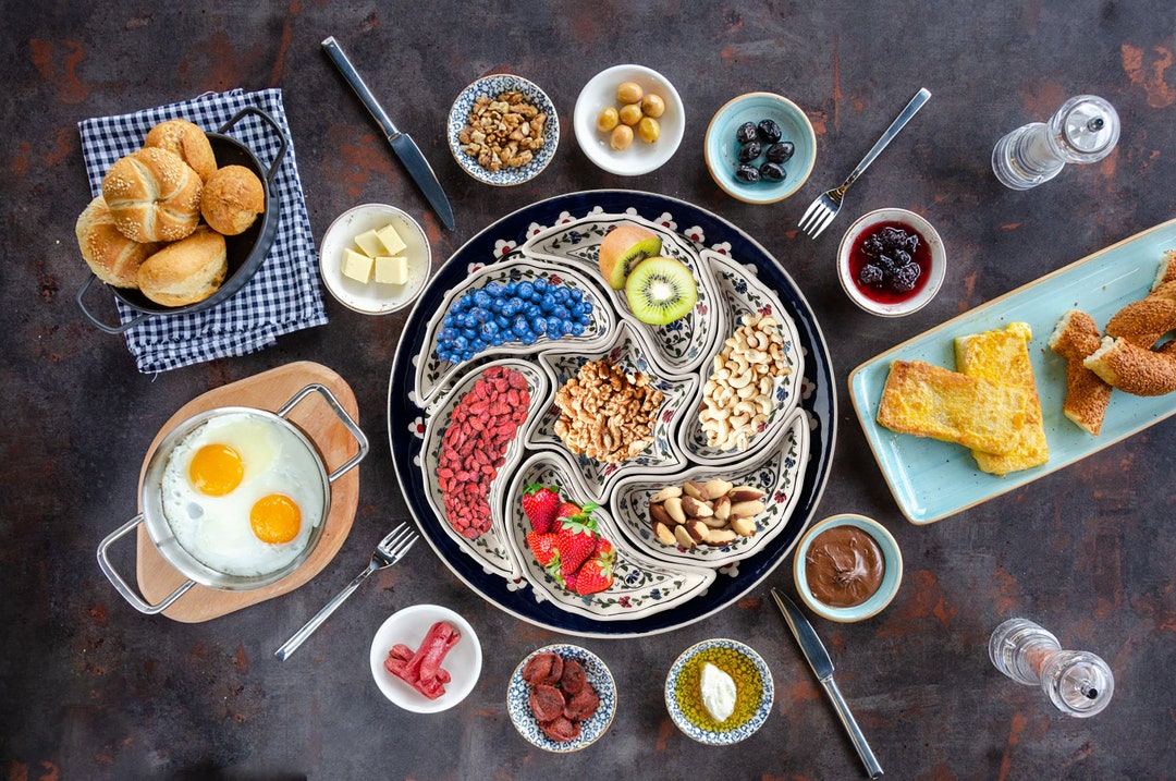 Ceramic Snack Serving Platter Breakfast Set, Food Safe Pottery Bowl and ...