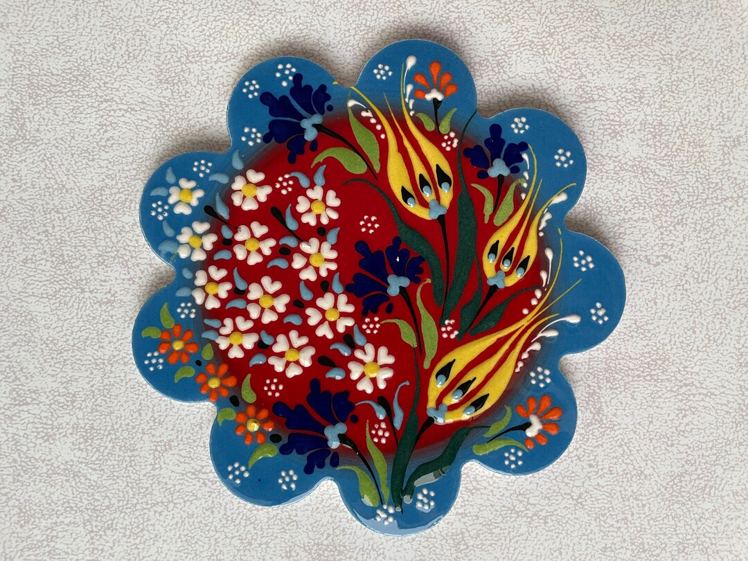 Decorative Ceramic Trivet 7", Turkish Ceramic Tile Coaster, Kitchen Pot ...
