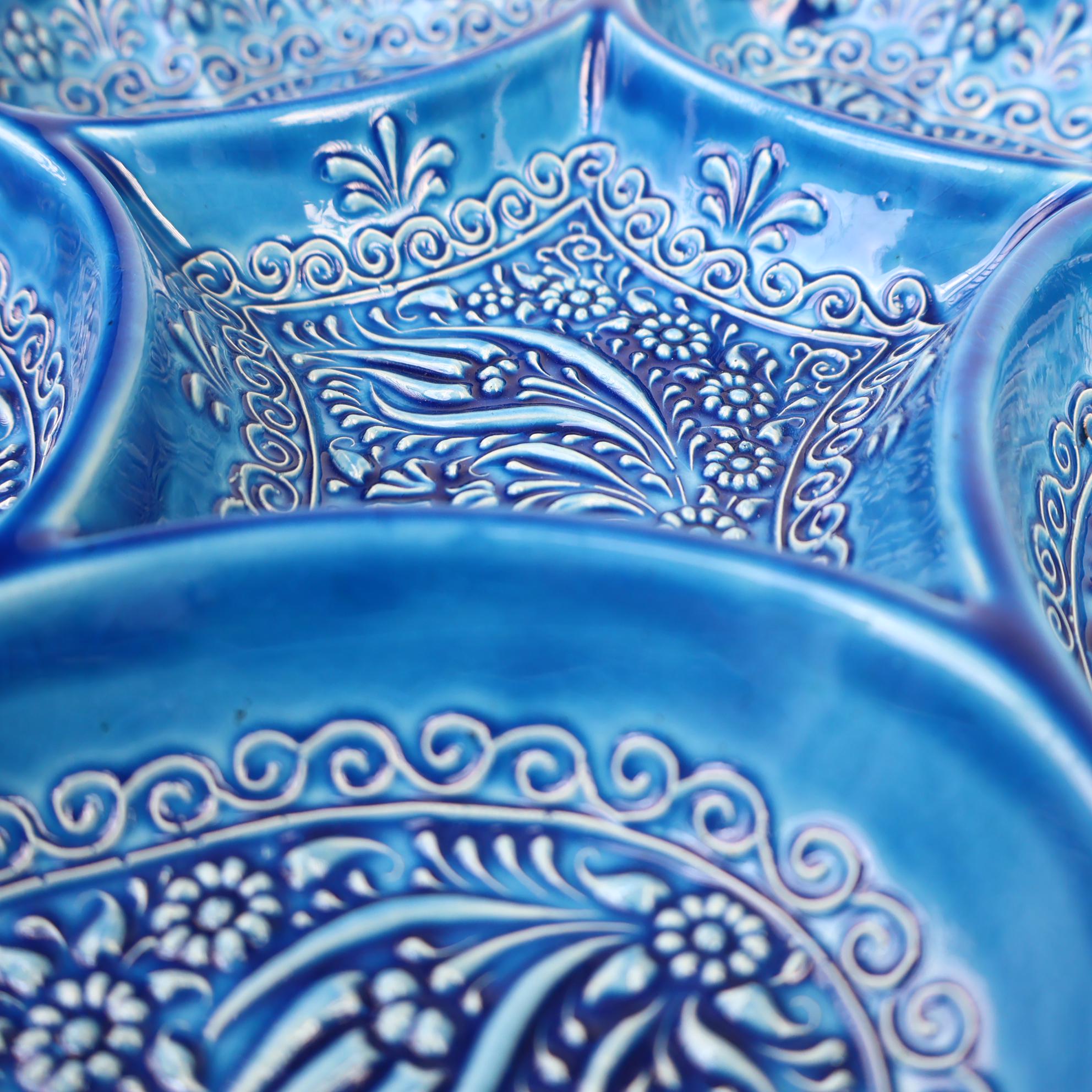 Multi Section Divided Serving Dish Platter, Turkish Ceramic Offering ...