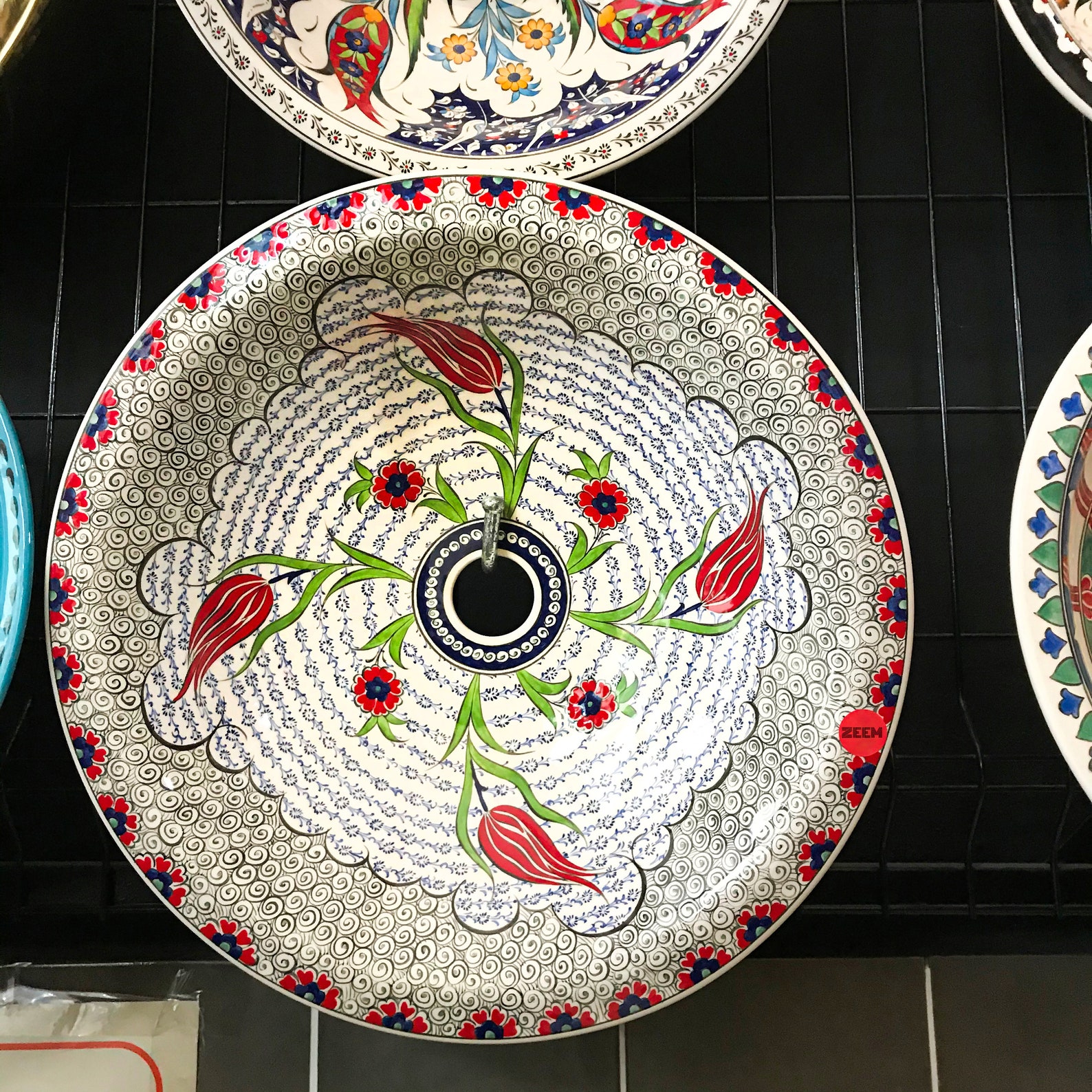 Handmade Countertop Basin, Hand Painted Vessel, Mediterranean Ceramic ...