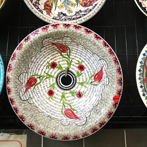 Handmade Countertop Basin, Hand Painted Vessel, Mediterranean Ceramic ...