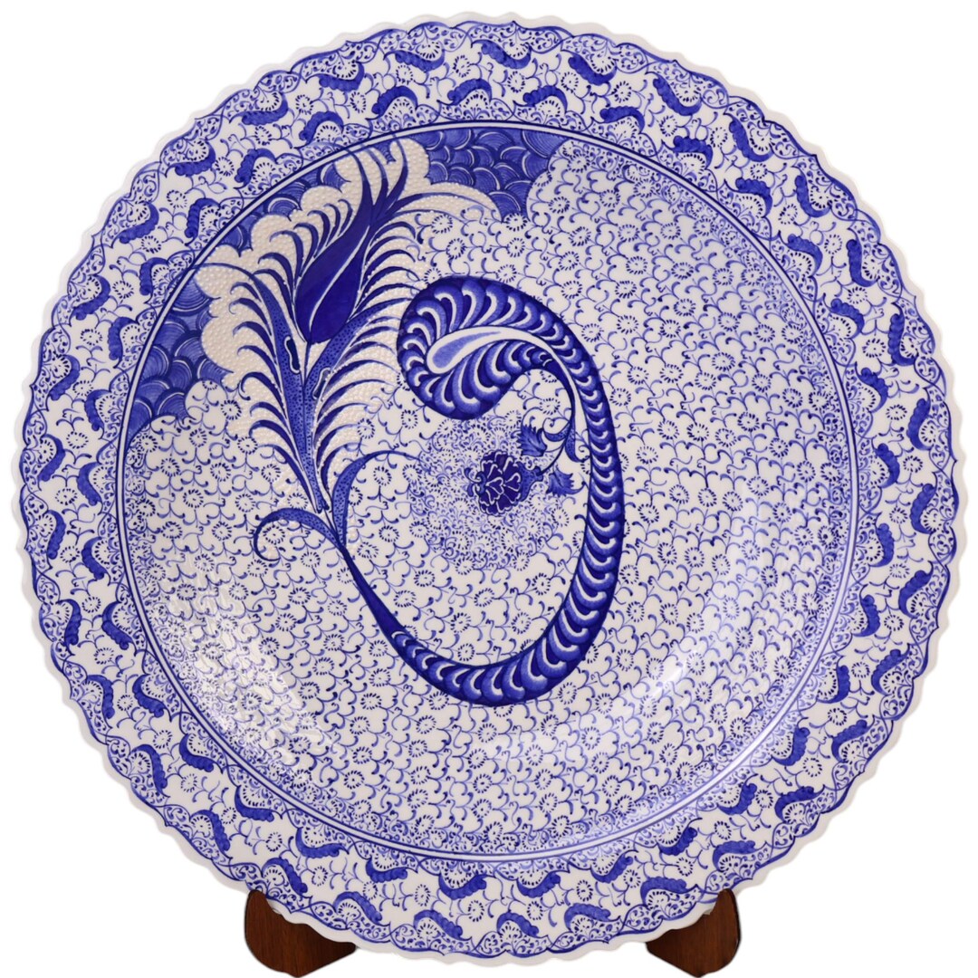 Islamic Vav Rustic Wall Hanging Blue Plate, Turkish Ceramic Art Plate ...