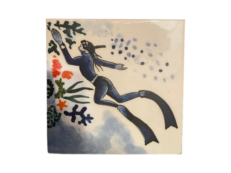 10x10 Cm Sea and Beach Themed Ceramic Tile, Backsplash Accent Ceramic ...
