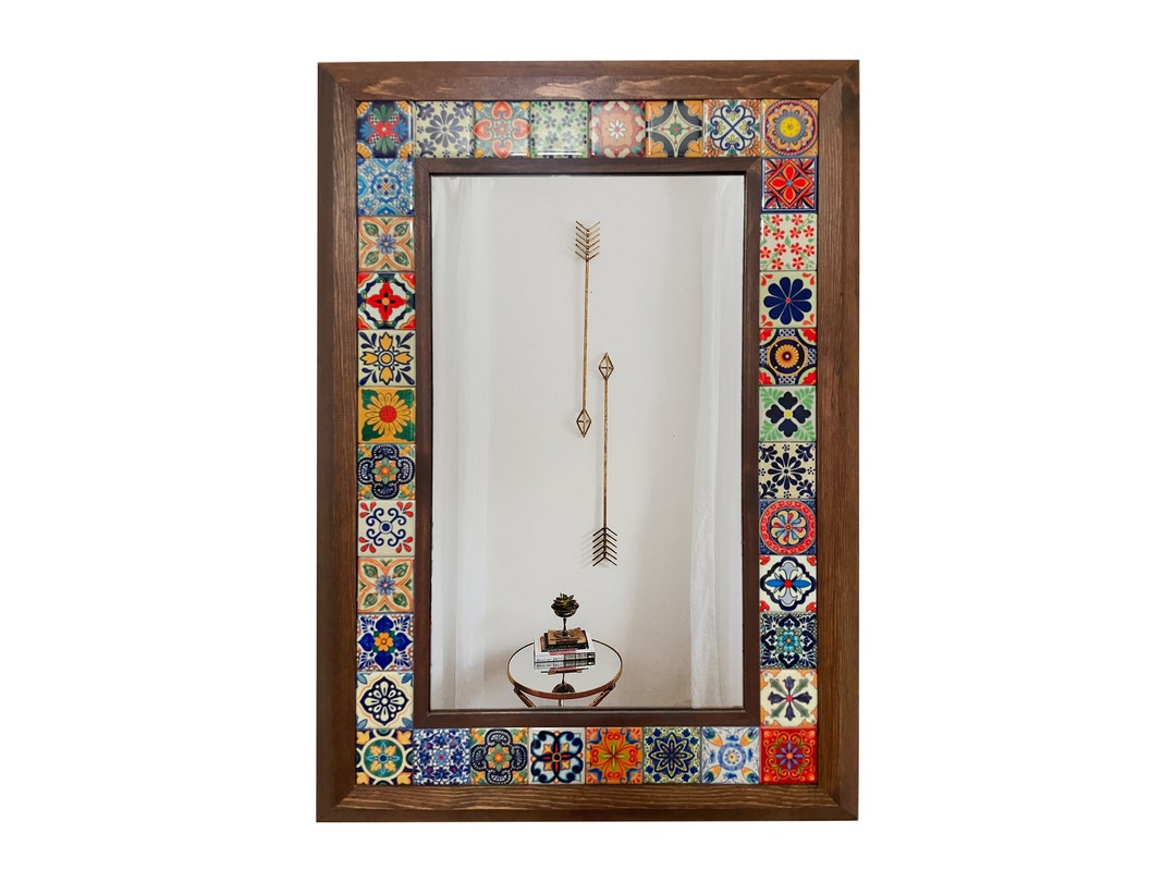 Ethnic Wall Hanging Big Mirror, Rustic Mirror Above Console, Bohem ...