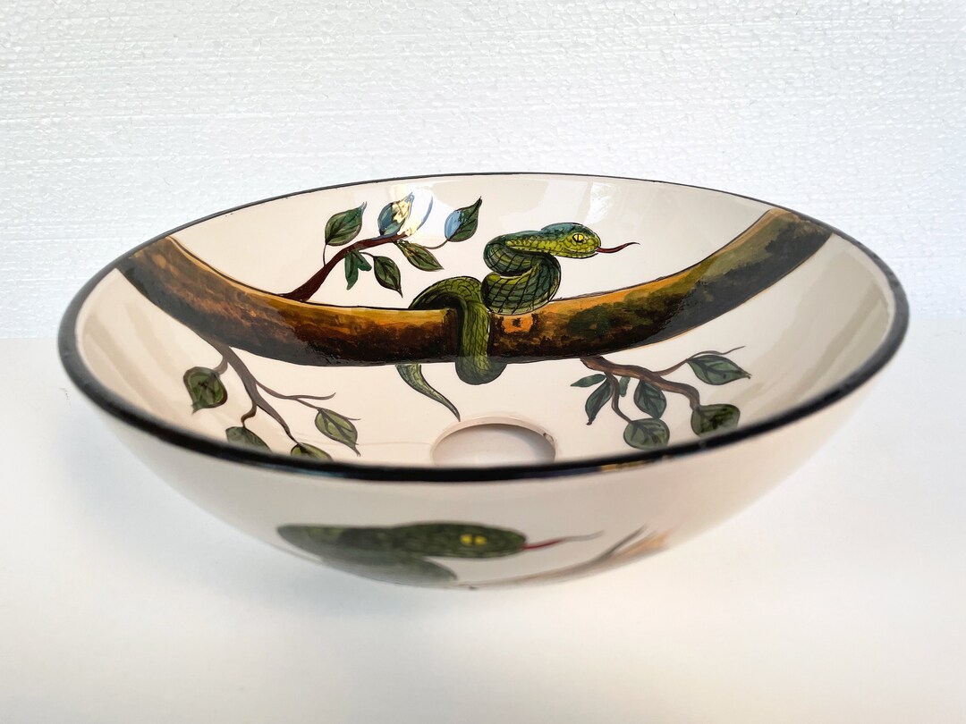 Bathroom Snake Patterned Basin, Bathroom Vessel Sink, Countertop ...
