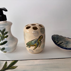Bathroom Accessories Set & Sea Turtle, Liquid Soap Dispenser ...