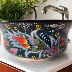 Bathroom Round Relief Vessel Floral Sink, Embossed Sink, Countertop ...