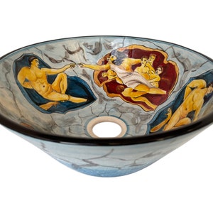 The Creation of Adam, Bathroom Vanity Vessel Sink, Half Bathroom ...
