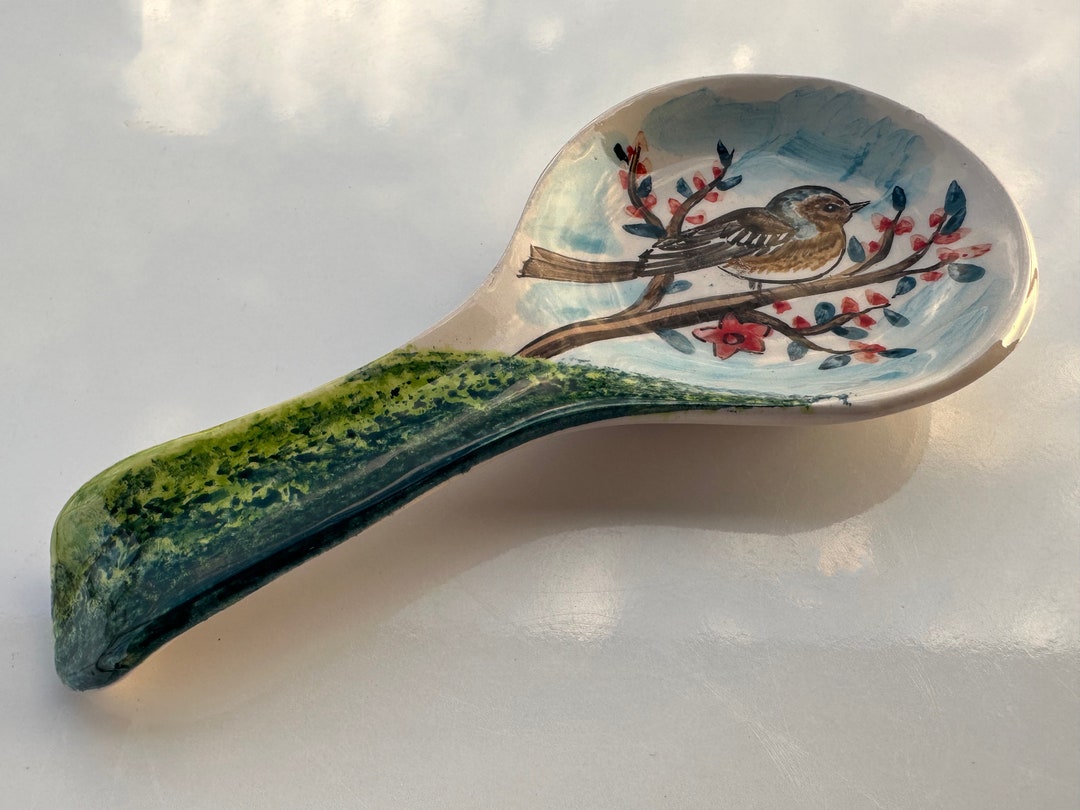 Bird Ceramic Spoon Rest, Spoon Holder, Kitchen Pottery Decor, Ceramic ...