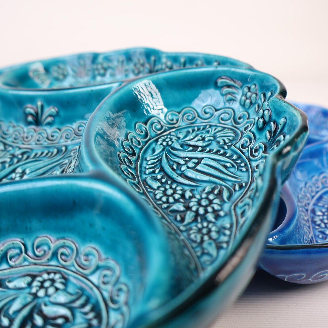 Multi Section Divided Serving Dish Platter, Turkish Ceramic Offering ...
