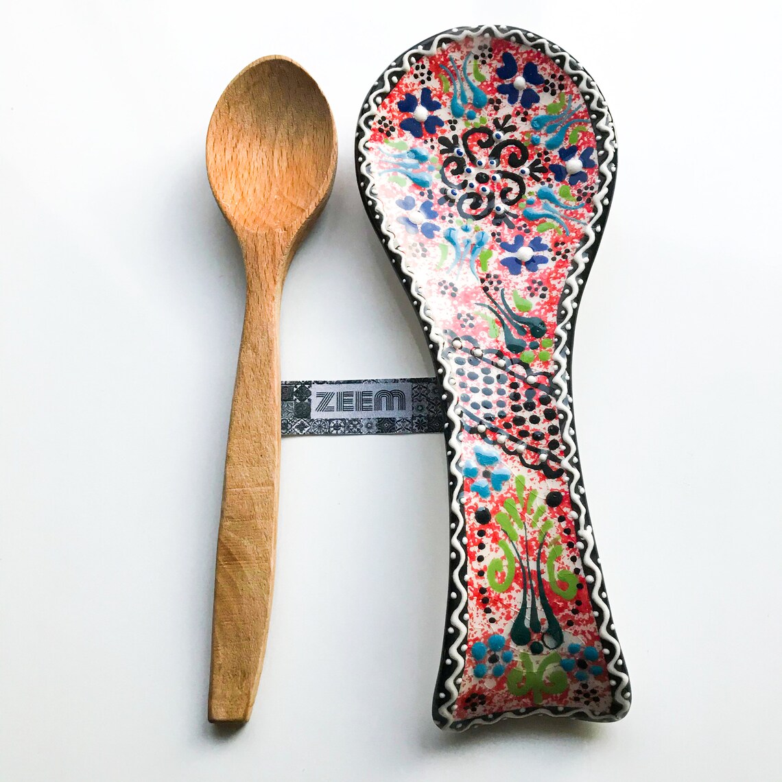 Red and Blue Ladle Holder Pottery Ceramic Ladle Rest Red - Etsy