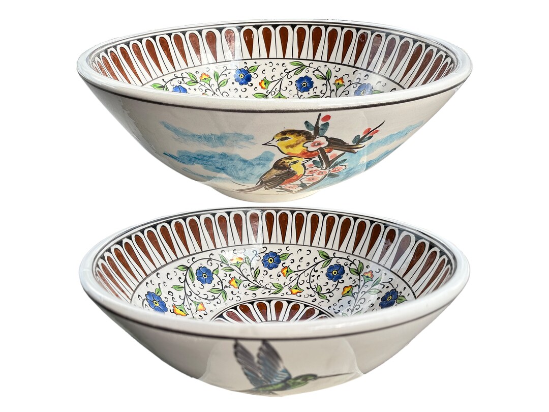 Bathroom Vanity Floral Sink, Ceramic Geometric Bird Washbasin, Vanity ...