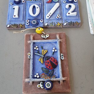 Ceramic Address Plaque & Numbers, House Number, Terracotta Mexican Tile ...