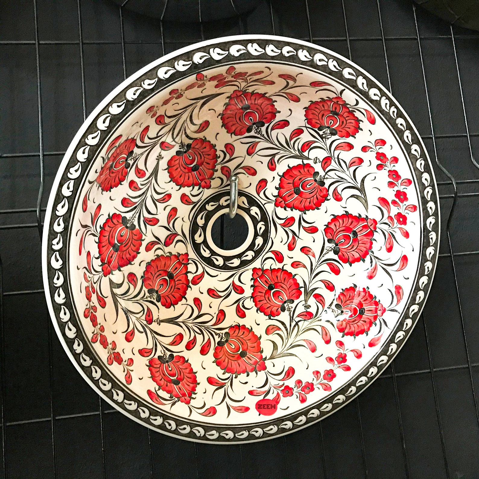Handmade Countertop Basin, Hand Painted Vessel, Mediterranean Ceramic ...
