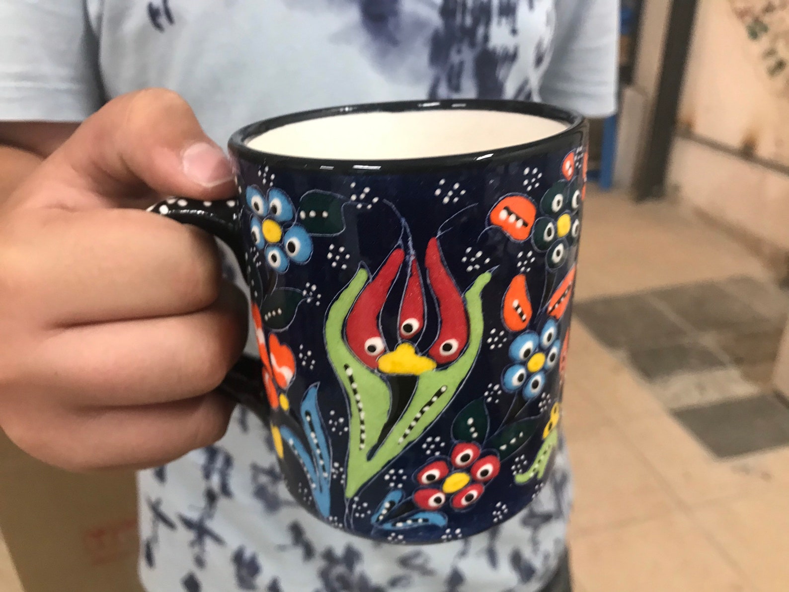 Handmade Beautiful Embossed Ceramic Mugs Double Espresso & | Etsy