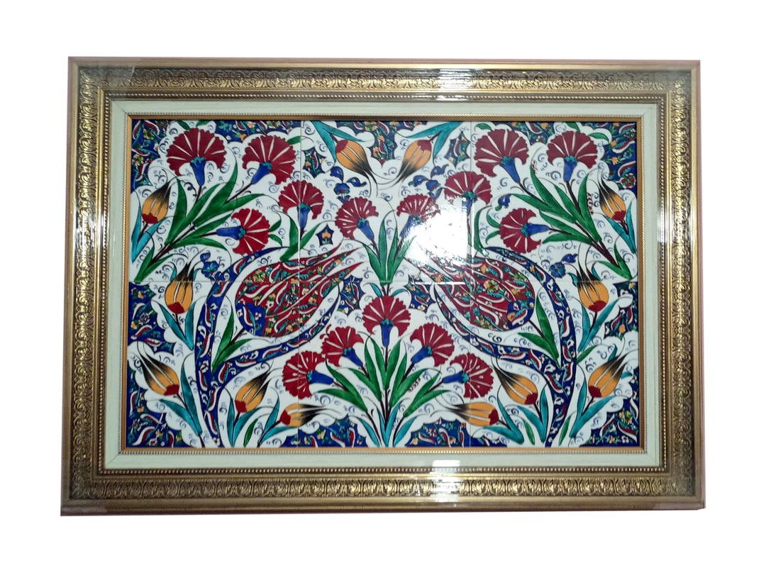 Painted Ceramic Tiles With Tulips, Wall Murali Wall Hanging Home Decor ...