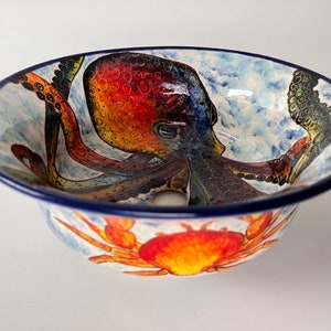 Bathroom Octopus & Crab Vessel Sink, Above Countertop Basin, Bowl Sink ...