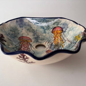 Bathroom Jellyfish Vessel Sink Basin, Master Bath Countertop Basin ...