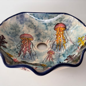 Bathroom Jellyfish Vessel Sink Basin, Master Bath Countertop Basin ...