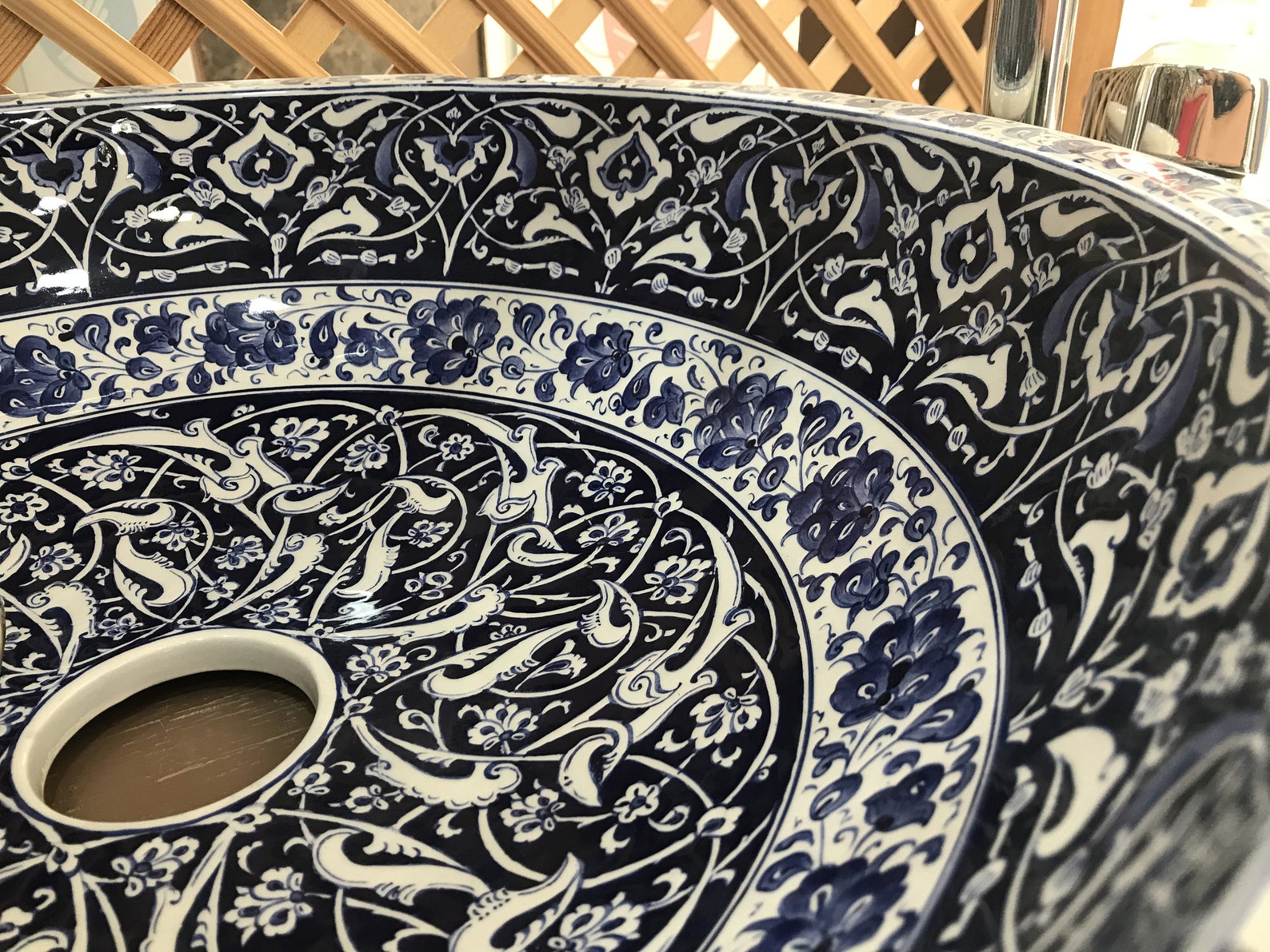 Floral Patterned Basin Sink Ceramic Countertop Basin - Etsy