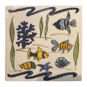 10x10 Cm Sea and Beach Themed Ceramic Tile, Backsplash Accent Ceramic ...