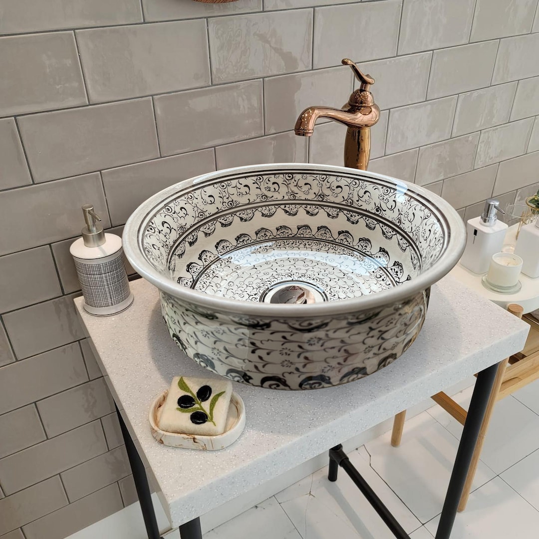 Interesting Bathroom Vessel Sink, Ceramic Countertop Art Basin ...