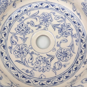 Bathroom Ceramic Blue Basin, Kitchen Vessel Sink, Countertop Floral ...