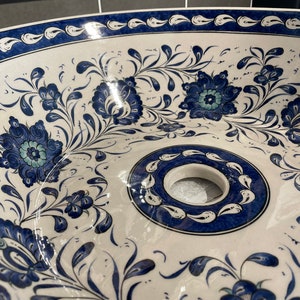 Ceramic Unique Blue Wash Basin, Bathroom Vessel Sink Above Counter ...